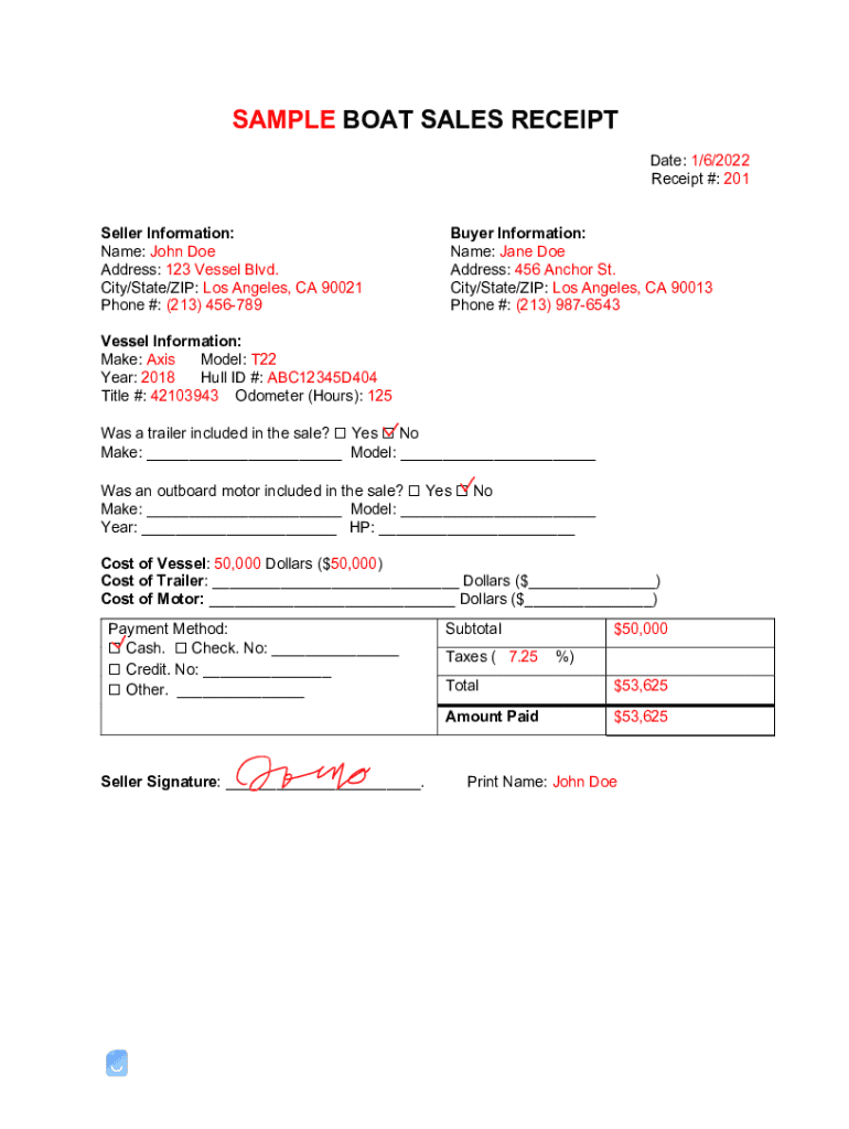 Fillable Online SAMPLE-Boat-Sales-Receipt-Template.odt Fax Email Print ...