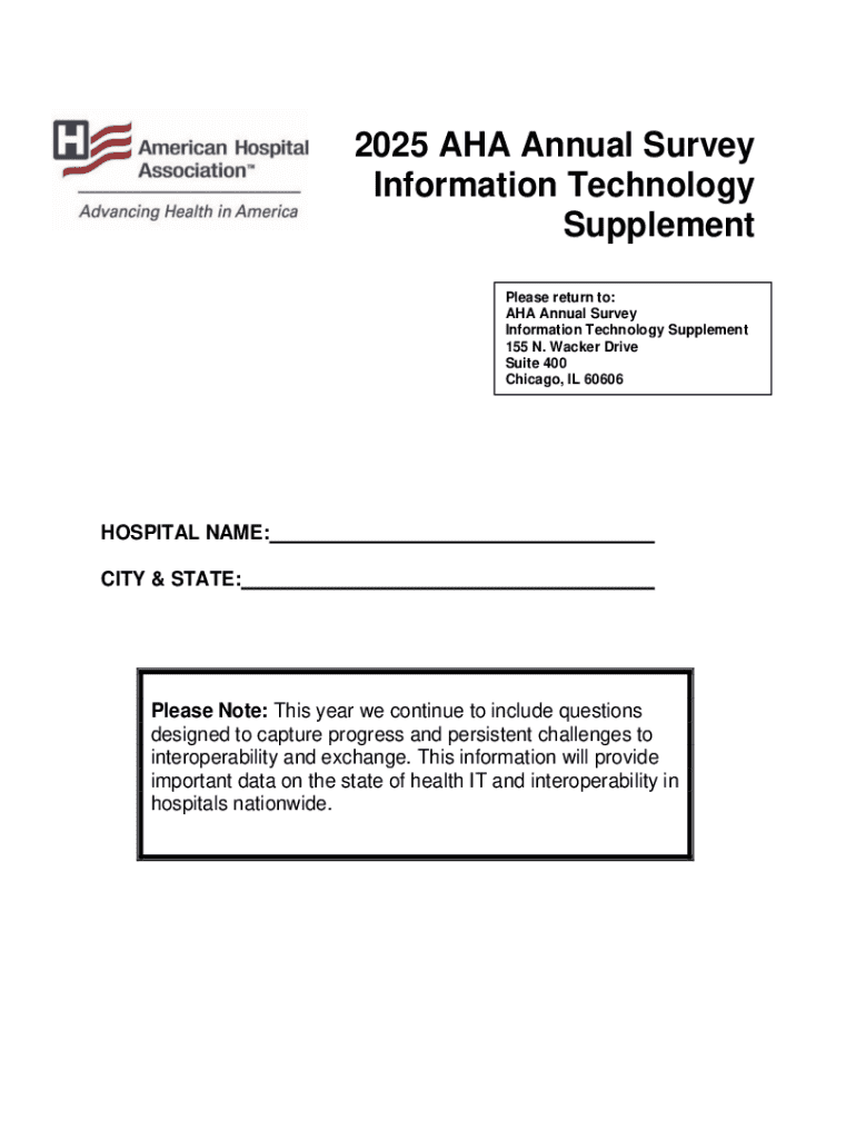 Fillable Online Aha Annual Survey Information Technology Supplement Fax ...