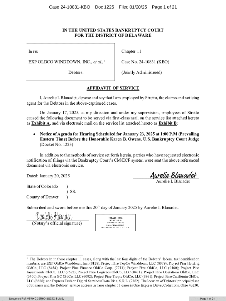 Fillable Online HRB WINDDOWN INC., et al.1 Debtors Chapter 11 Case No. Fax Email Print - pdfFiller
