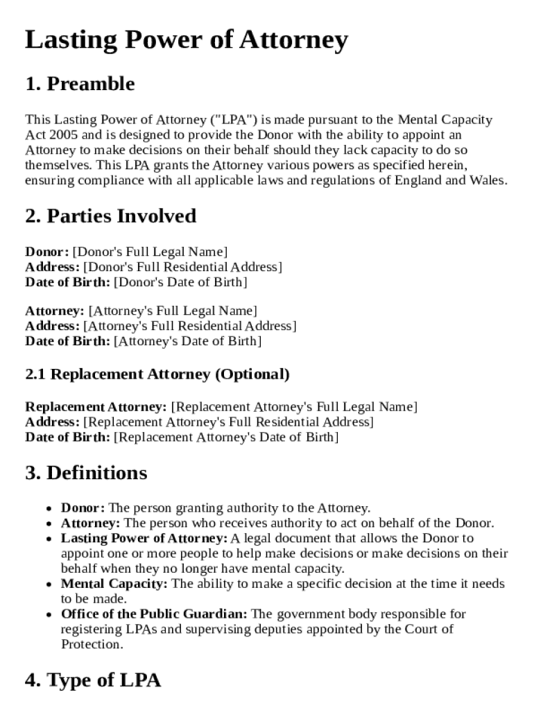 Fillable Online Citizens Advice Lasting Power of Attorney Template Fax ...