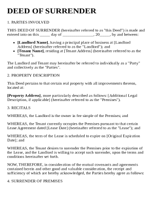 Fillable Online Deed of Surrender Template Fax Email Print - pdfFiller