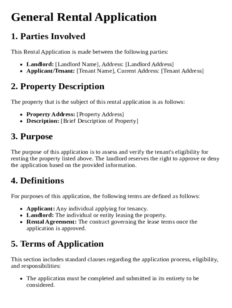 Fillable Online General Rental Application Template Fax Email Print ...