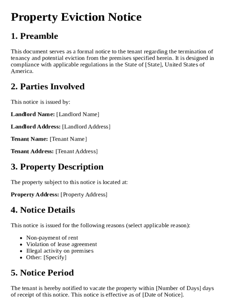 Fillable Online Property Eviction Notice Template Fax Email Print - pdfFiller