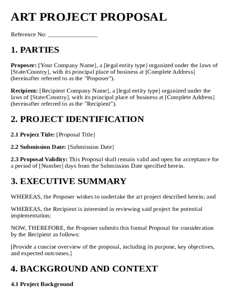 Fillable Online Art Project Proposal Template Fax Email Print - pdfFiller