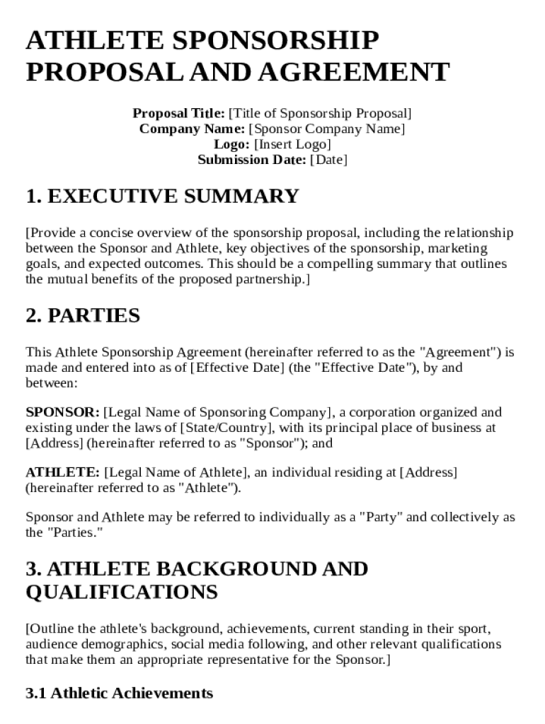 Athlete Sponsorship Proposal Template - Blank Fillable Template | Fill ...