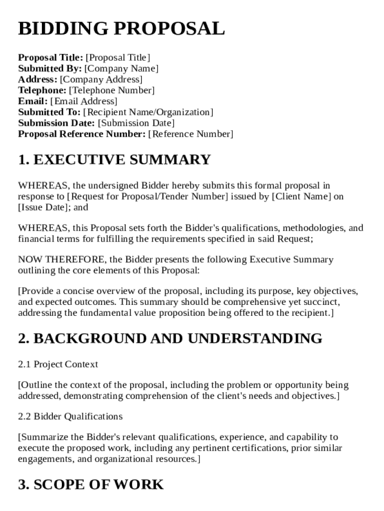 Fillable Online Bidding Proposal Template Fax Email Print - pdfFiller