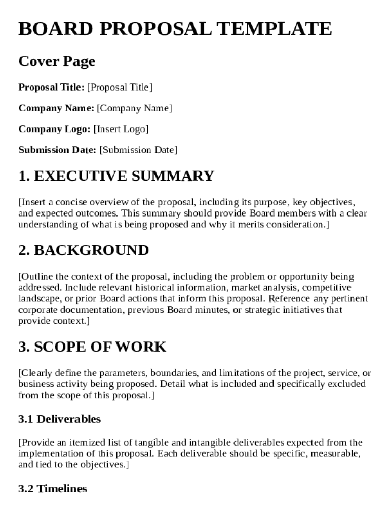 Fillable Online Board Proposal Template Fax Email Print - pdfFiller