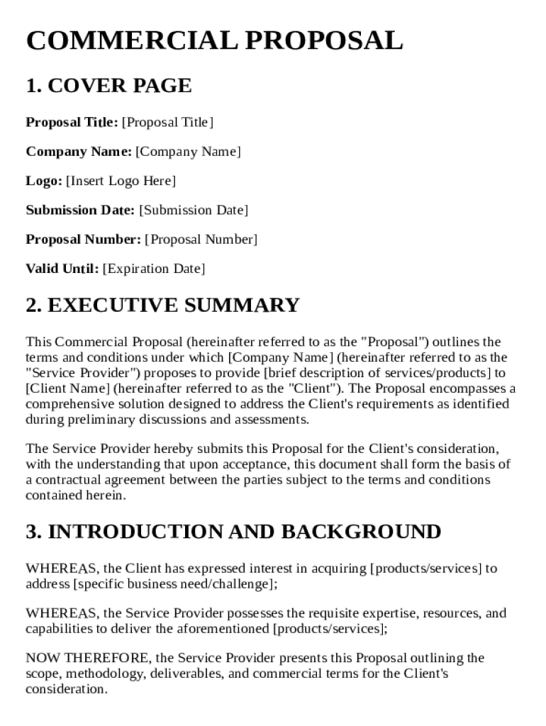 Fillable Online Commercial Proposal Template Fax Email Print - pdfFiller