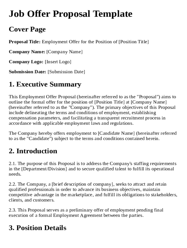 Fillable Online Job Offer Proposal Template Fax Email Print - pdfFiller