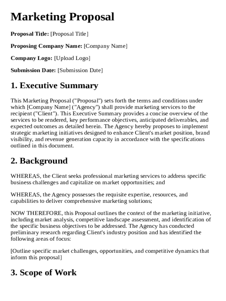 Fillable Online Marketing Proposal for Agencies Template Fax Email Print - pdfFiller