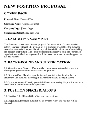 Fillable Online New Position Proposal Template Fax Email Print - pdfFiller