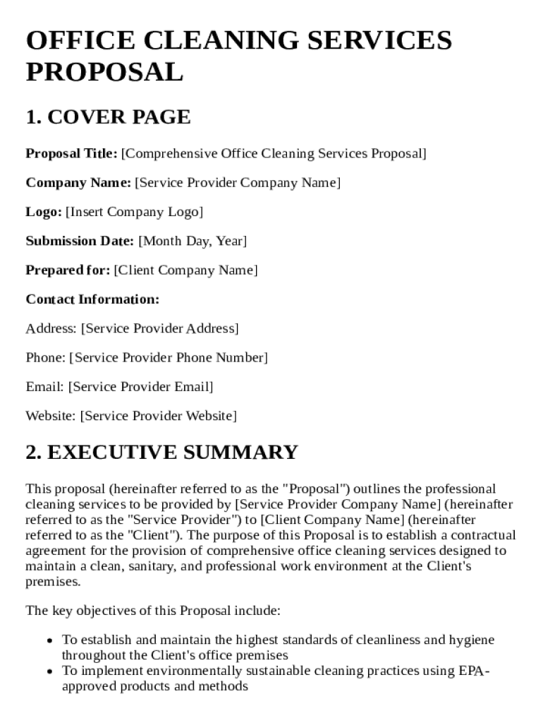 Fillable Online Office Cleaning Proposal Template Fax Email Print - pdfFiller