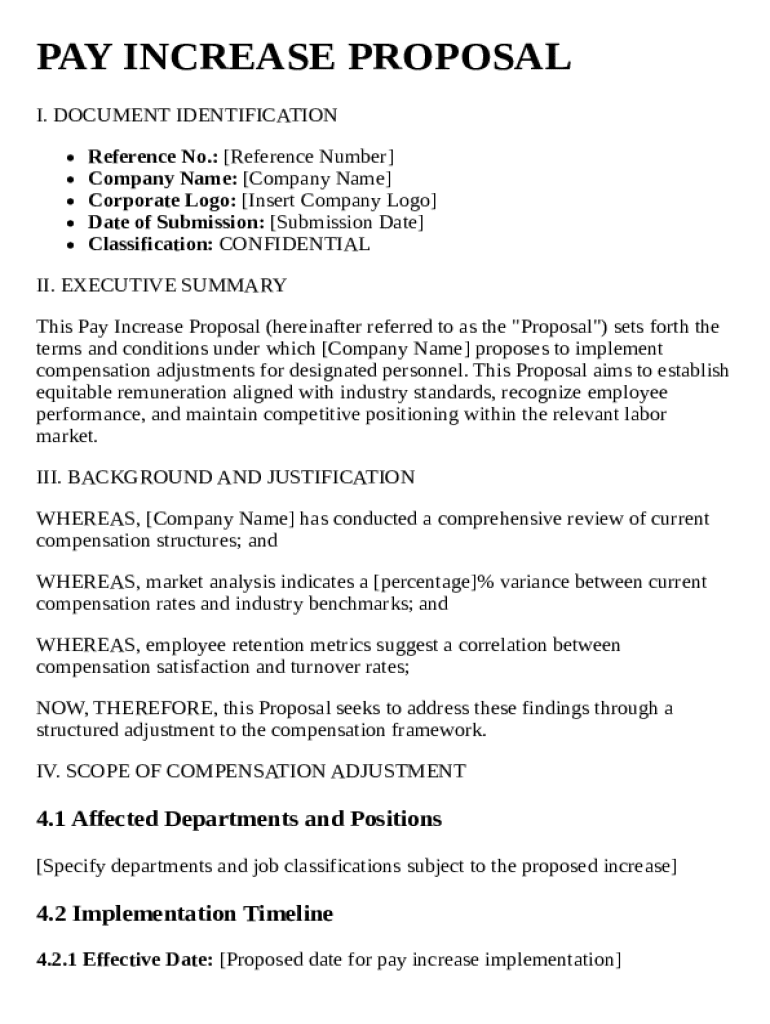 Fillable Online Pay Increase Proposal Template Fax Email Print - pdfFiller
