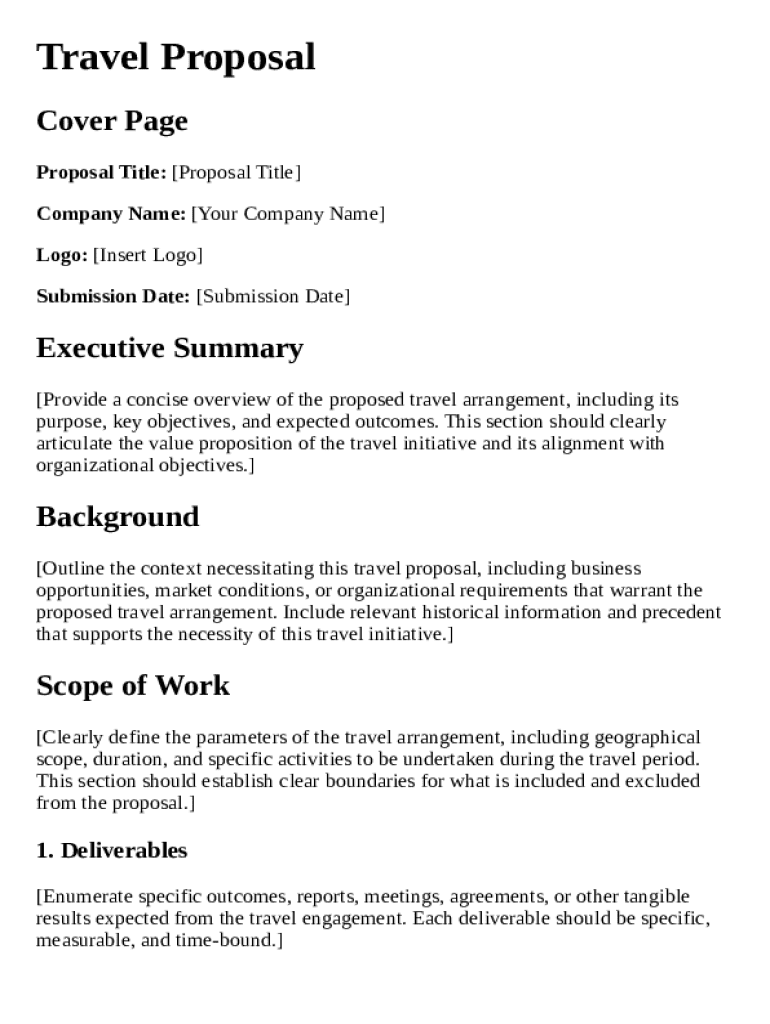 Fillable Online Travel Proposal Template Fax Email Print - pdfFiller