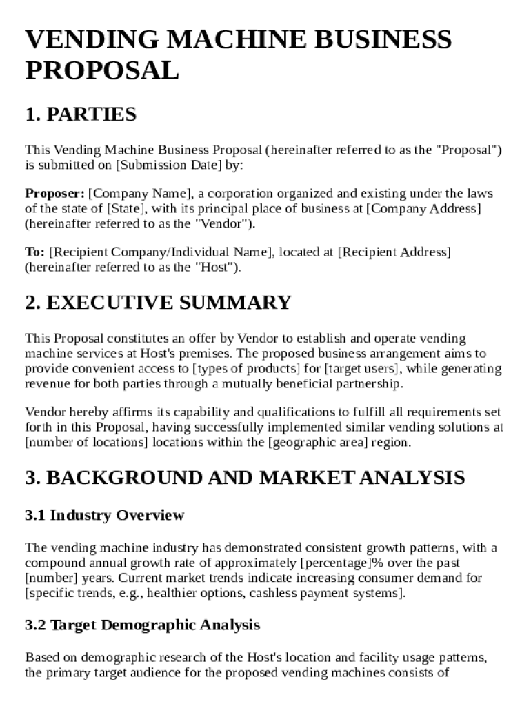 Fillable Online Vending Machine Business Proposal Template Fax Email Print - pdfFiller