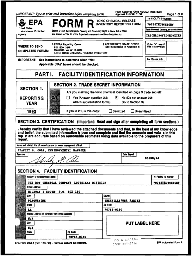 Fillable Online EPA Toxic Chemical Release Inventory Reporting Form R ... Fax Email Print ...