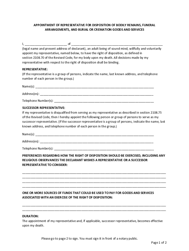 Fillable Online Emergency! How to Fill out Disposition for Remains Form ...
