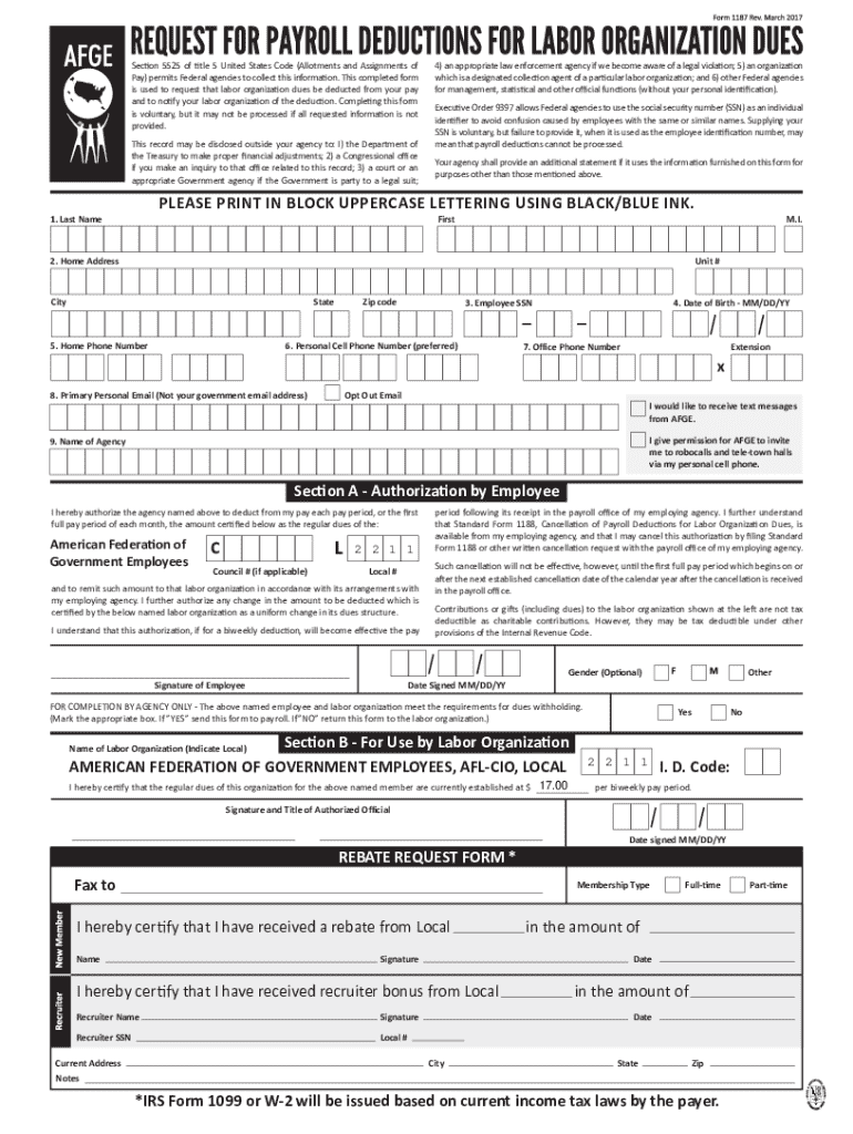 Fillable Online request for membership & payroll deductions for labor ... Fax Email Print ...