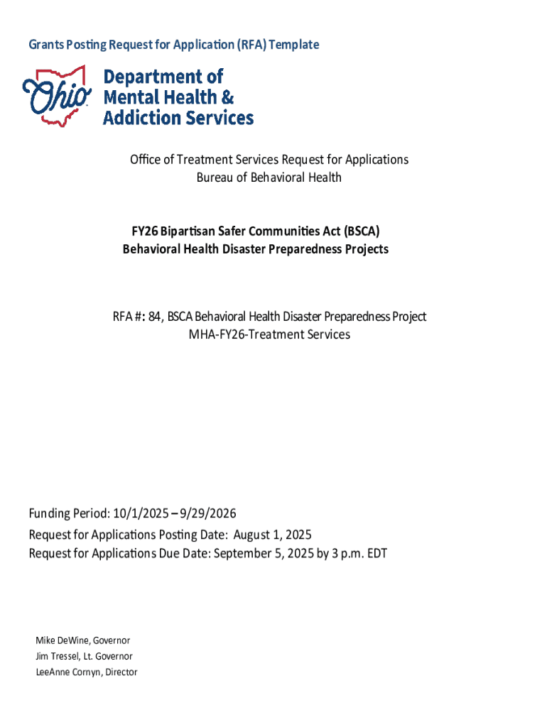 Fillable Online Grants Posting Request for Application (RFA) Template ...