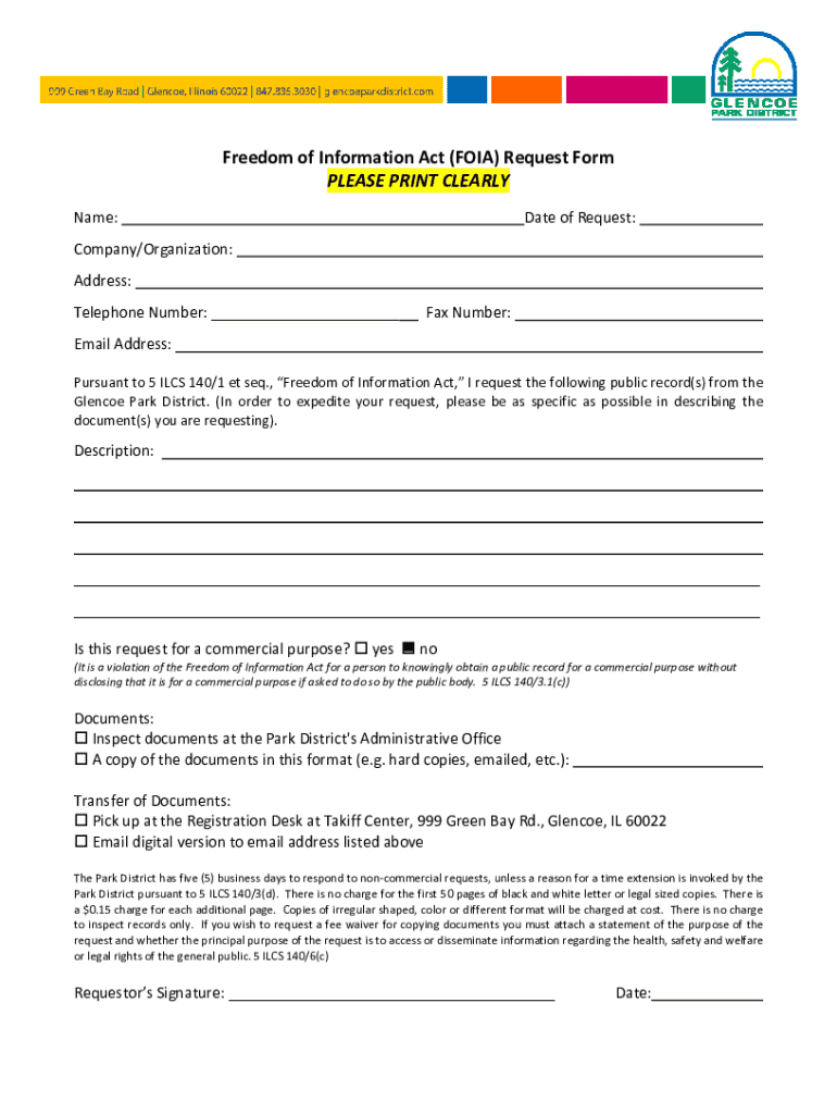Fillable Online freedom of information act - (5 ilcs 140/) - request form Fax Email Print ...