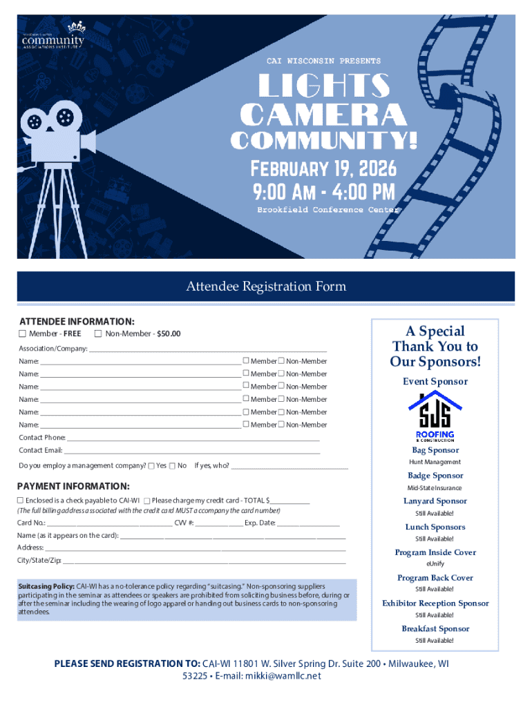 Fillable Online 2026 Conference Attendee Registration Form Fax Email Print - pdfFiller