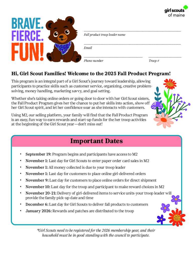 Fillable Online 2025 Girl Scout Fall Product Program Family Guide Fax ...
