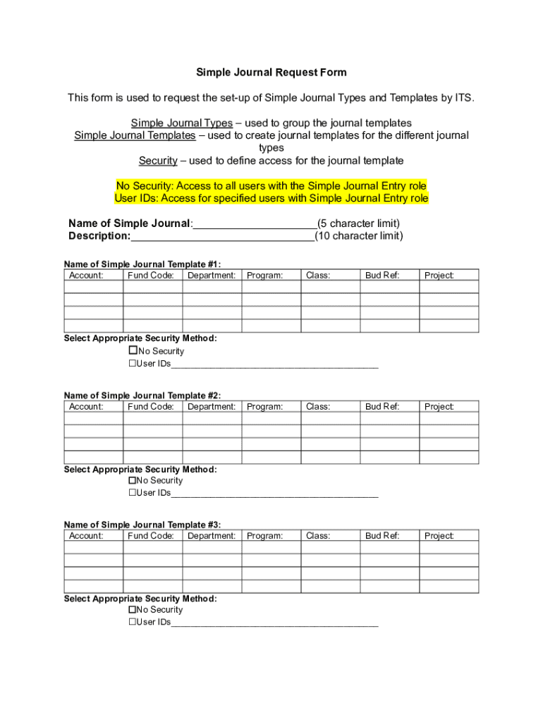 Fillable Online Journal Entry Form - Report Templates Fax Email Print ...