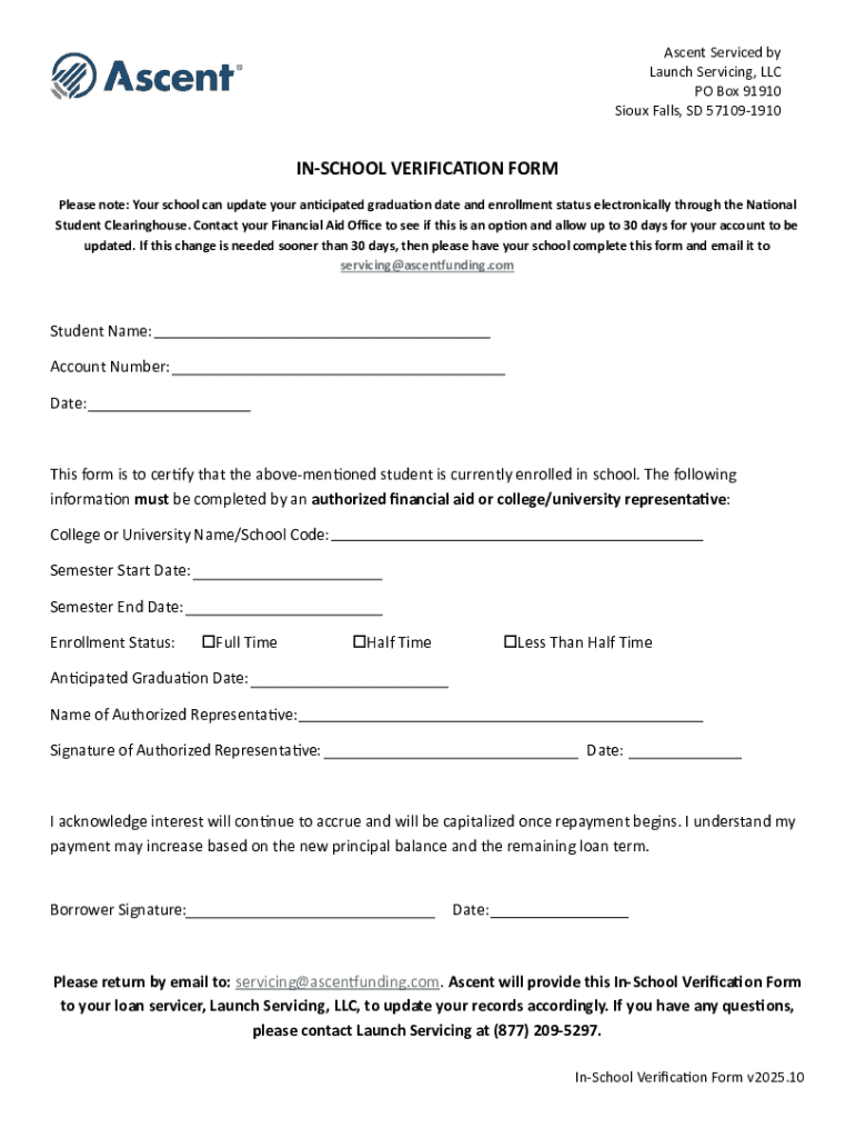 Fillable Online IN-SCHOOL VERIFICATION FORM Fax Email Print - pdfFiller