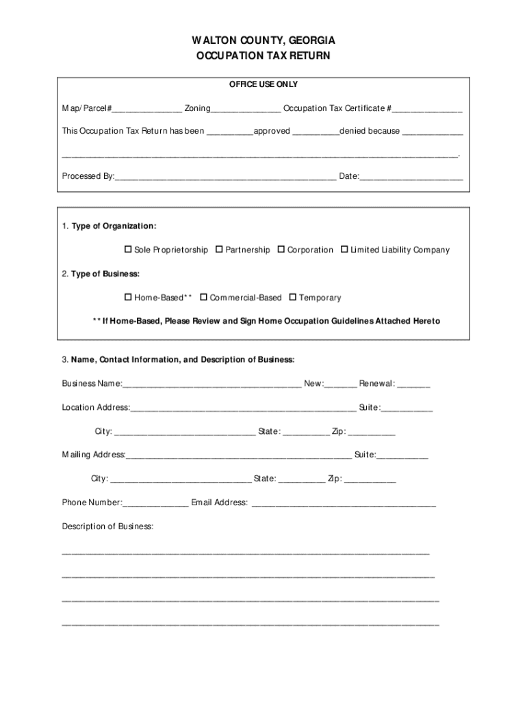 Fillable Online Walton County Occupational Tax Ordinance (PDF) Fax ...