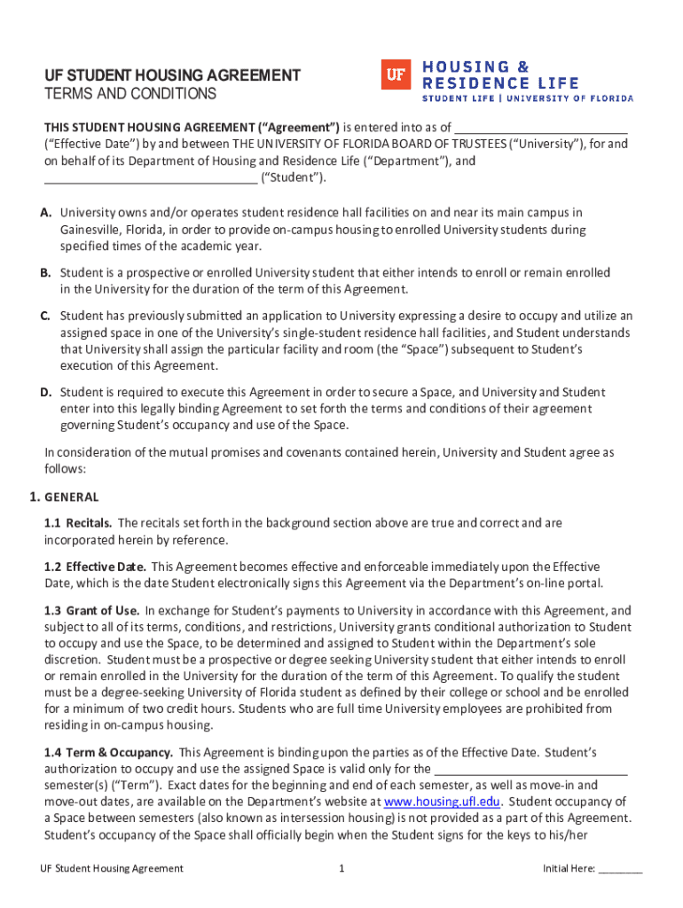 Fillable Online Student Housing Agreement Question : r/ufl Fax Email ...