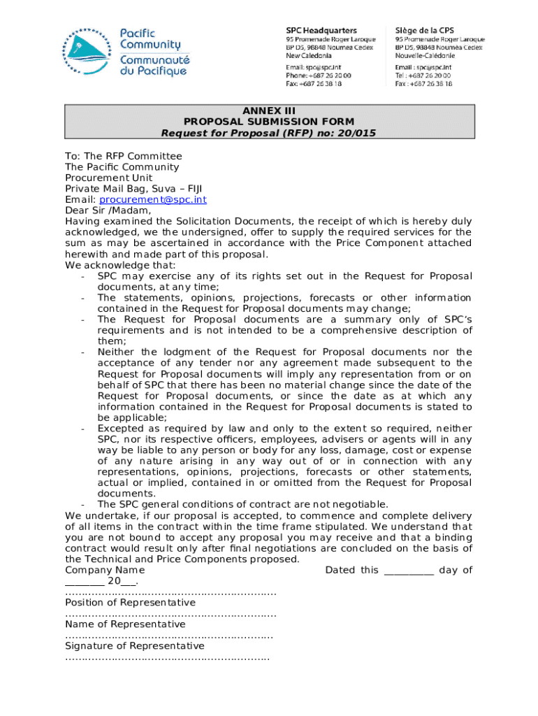 Proposal Submission Doc Template | pdfFiller