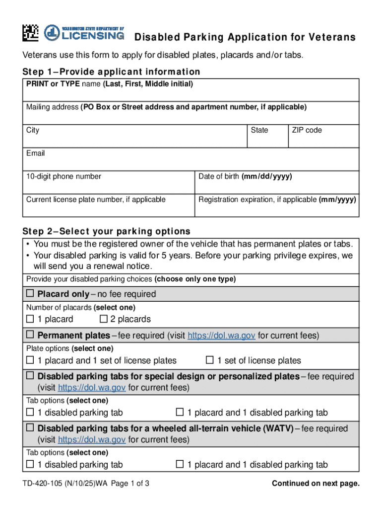 Fillable Online Disabled Parking Application for Veterans. Veterans use this form to apply for ...