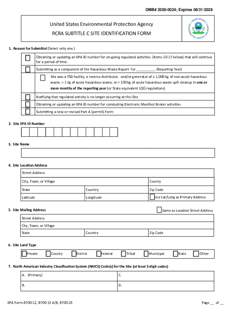 Fillable Online How to fill out an RCRA Subtitle C Site Identification ...