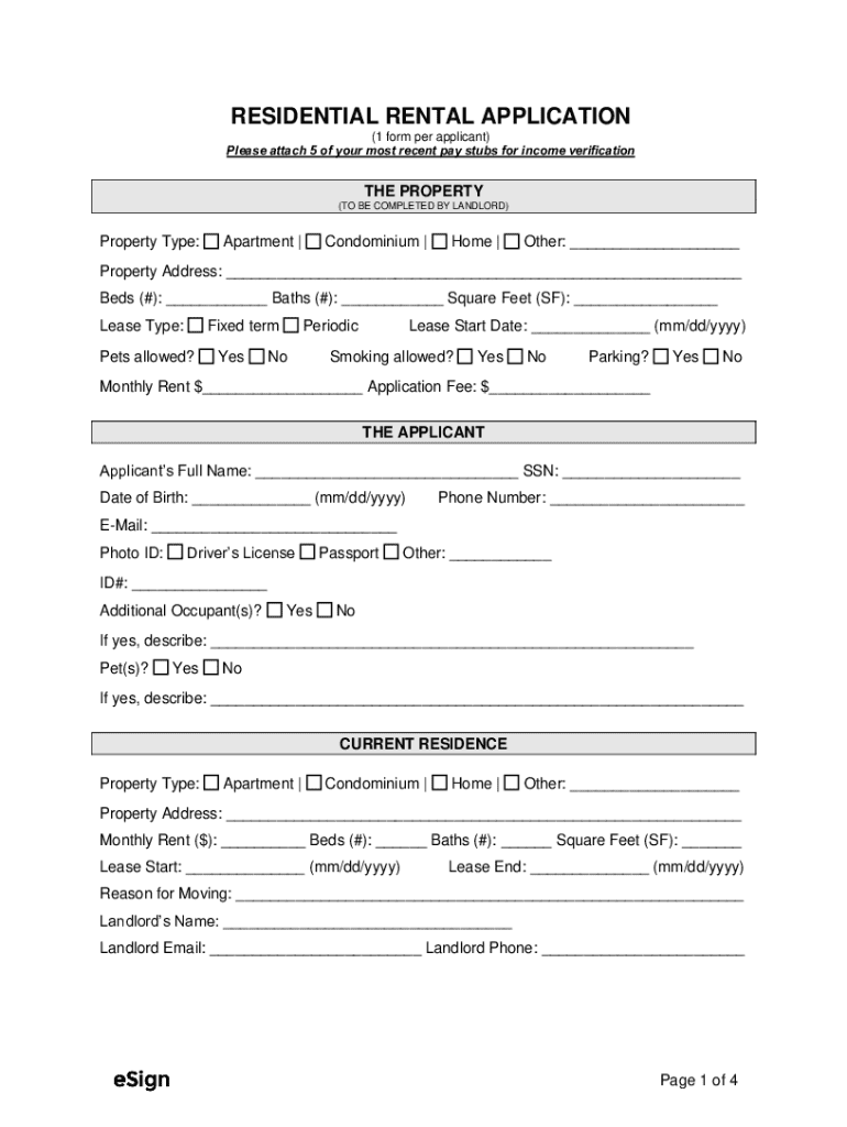 Fillable Online Residential Rental Application Template Fax Email Print - pdfFiller