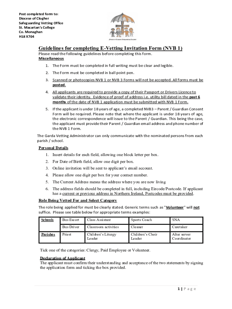 Fillable Online Guidelines for completing E-Vetting Invitation Form (NVB 1) Fax Email Print ...
