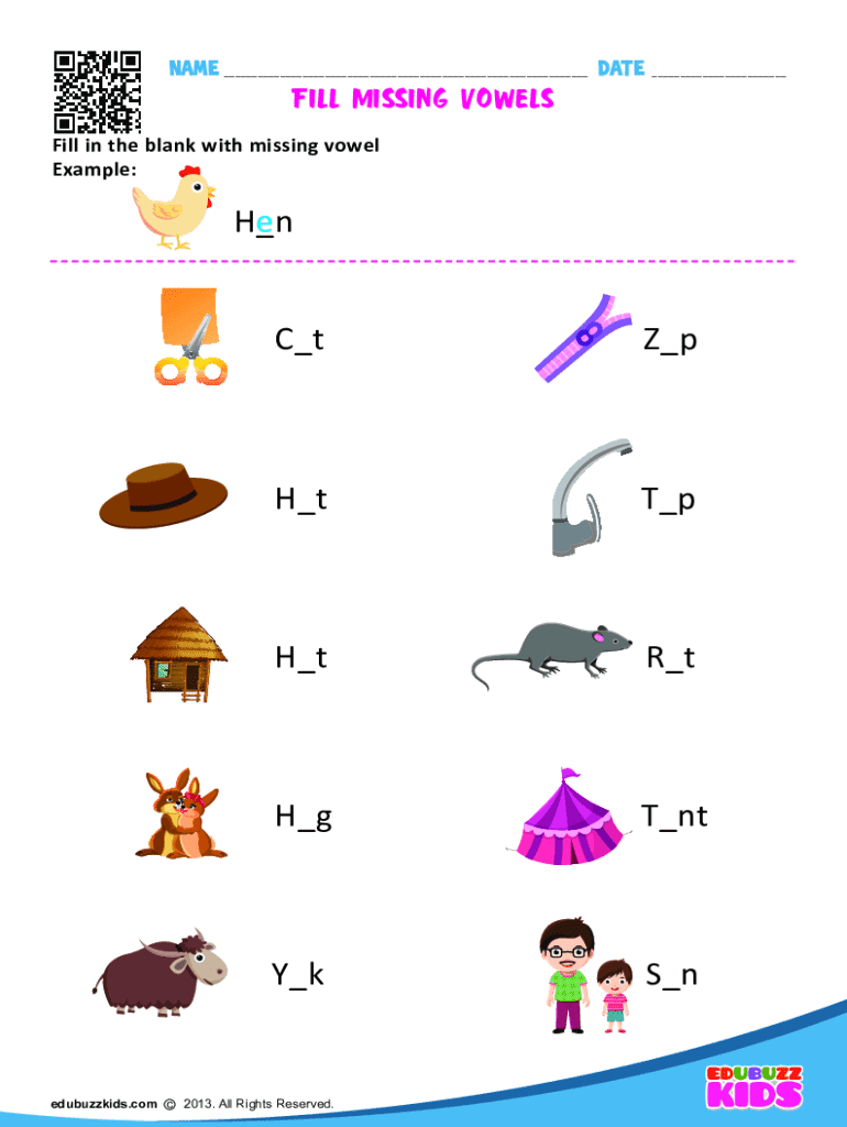 Fillable Online Fill in the Missing Vowel Fax Email Print - pdfFiller