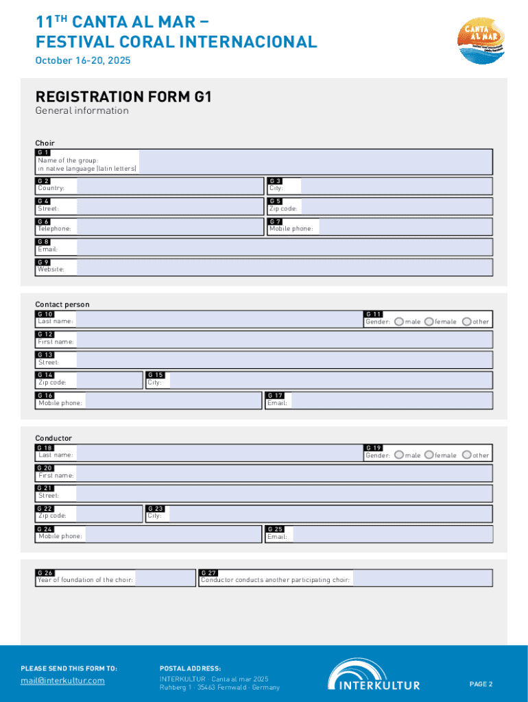 Fillable Online 11th Canta Al Mar – Festival Coral Internacional Fax ...