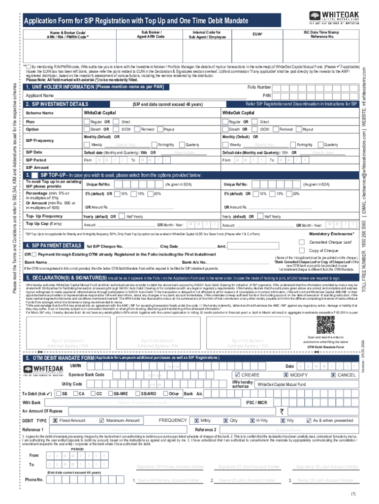 Fillable Online GOAL SIP REGISTRATION & OTM DEBIT MANDATE FORM Fax Email Print - pdfFiller