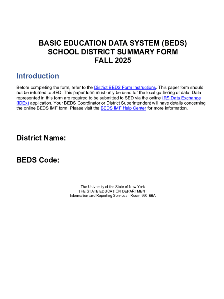 Fillable Online beds-imf-collection-form-instructions-district-2025- ... Fax Email Print - pdfFiller
