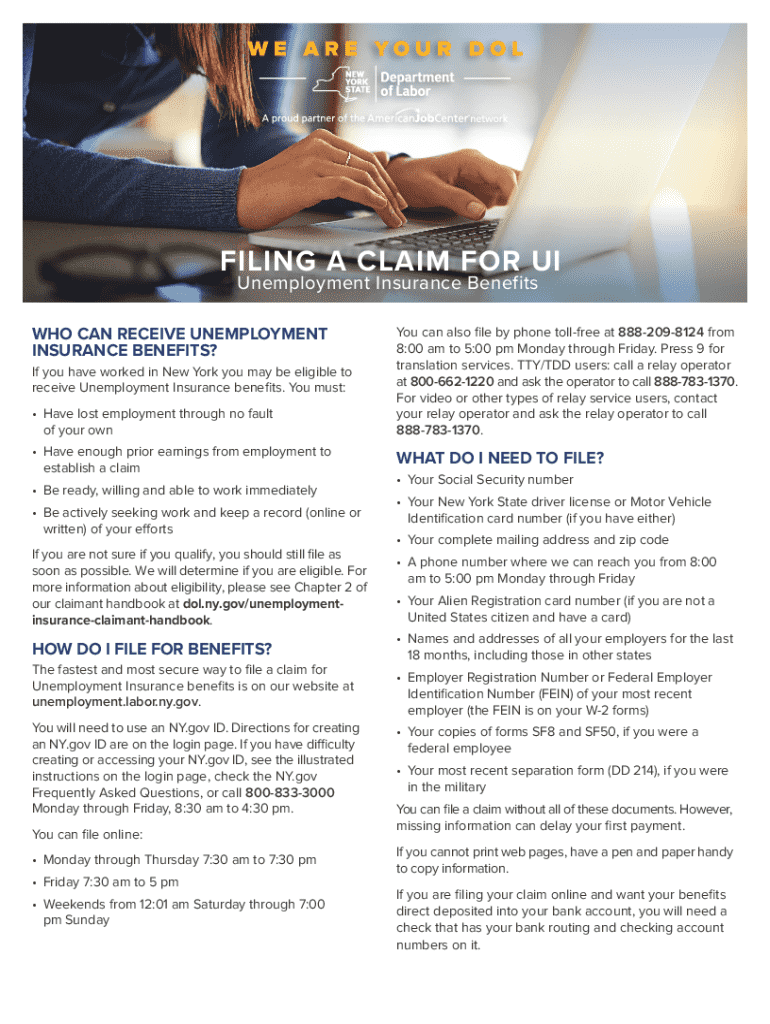 Fillable Online Filing a Claim for UI - Department of Labor - NY.Gov ...