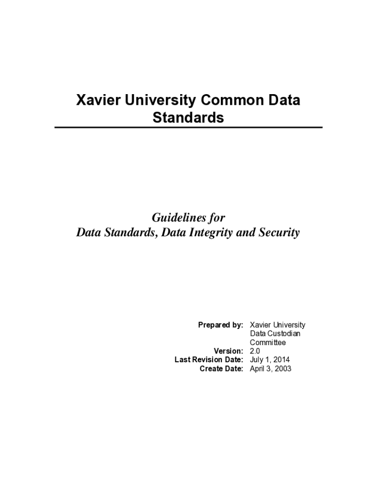 Fillable Online Guidelines for Data Standards, Data Integrity and Security Fax Email Print ...