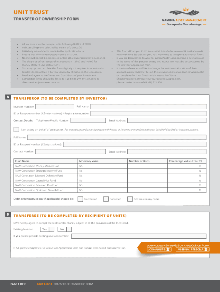 Fillable Online Form 7 - Transfer of Ownership (4th Feedback Pre ...