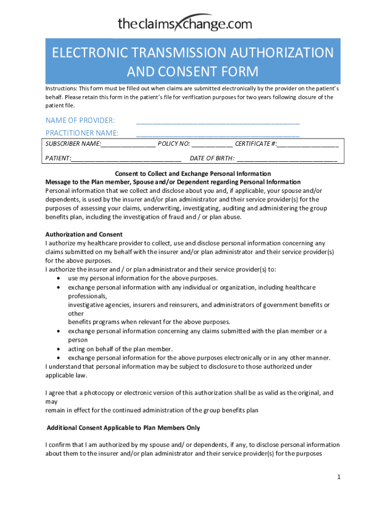 Fillable Online Telus Health Direct Billing Forms - Electronic Consent ...