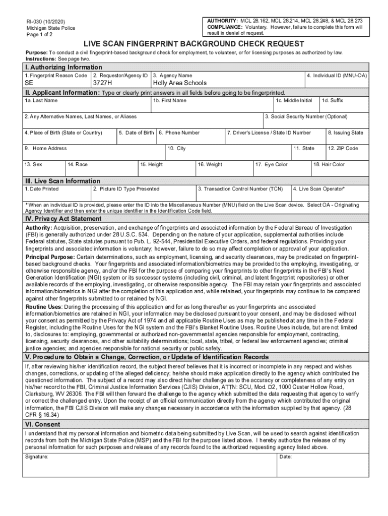 Fillable Online 2020-2025 Form MI RI-030 Fill Online, Printable ...