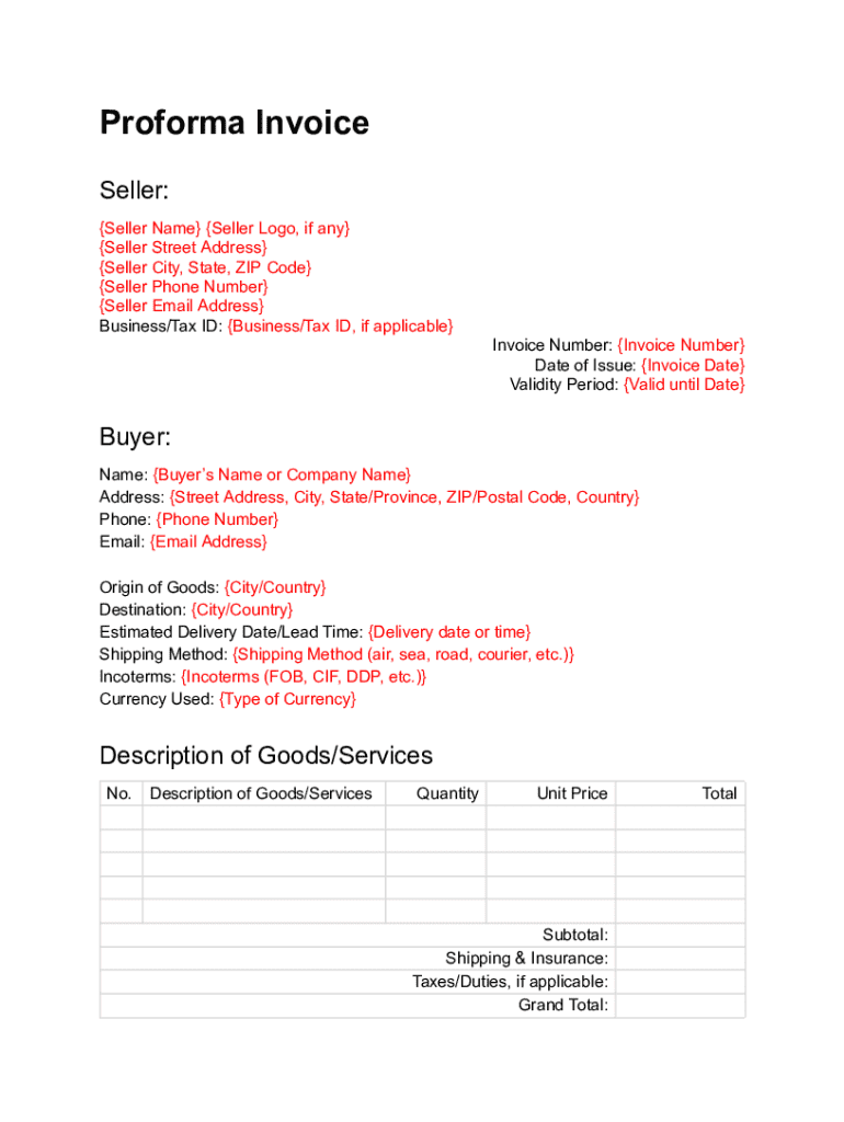 Fillable Online Proforma Invoice: Definition, Uses, and Free Template Fax Email Print - pdfFiller