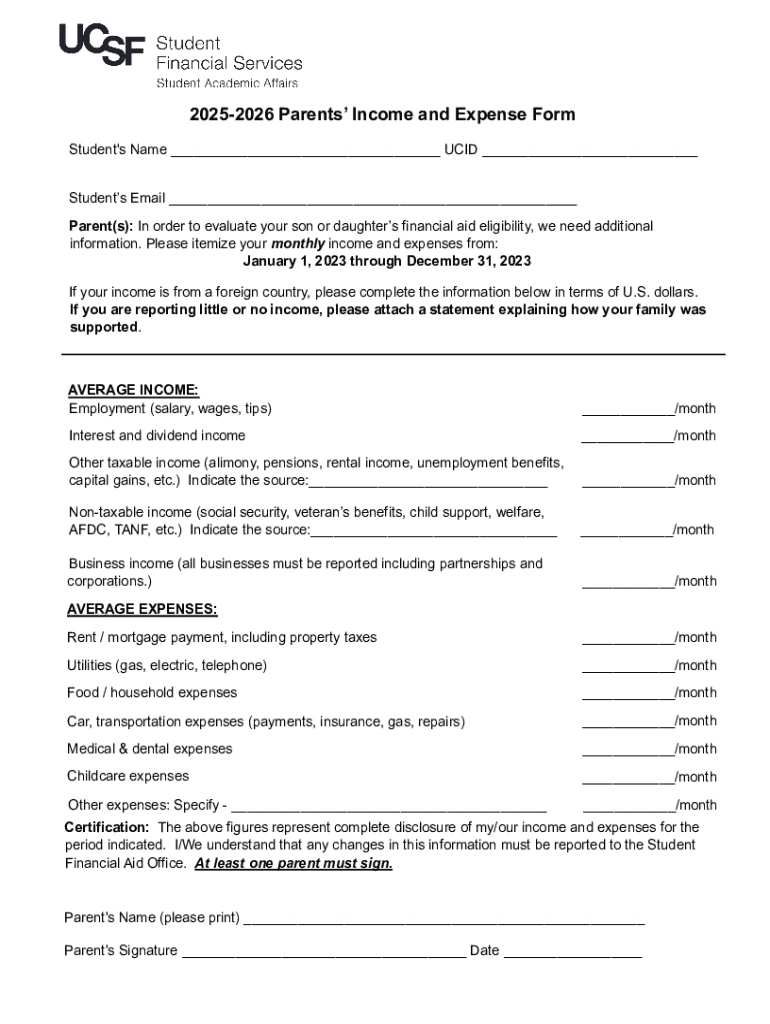 Fillable Online 25-26 Parents Income and Expense Fax Email Print ...