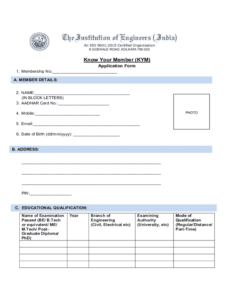 Fillable Online Know Your Member (KYM) - Application Form Fax Email Print - pdfFiller