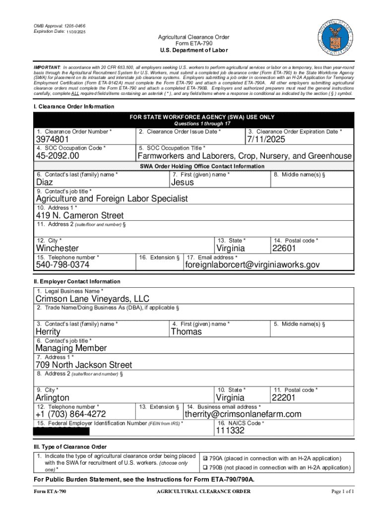 Fillable Online Employment Certification (Form ETA-9142A) must complete ...