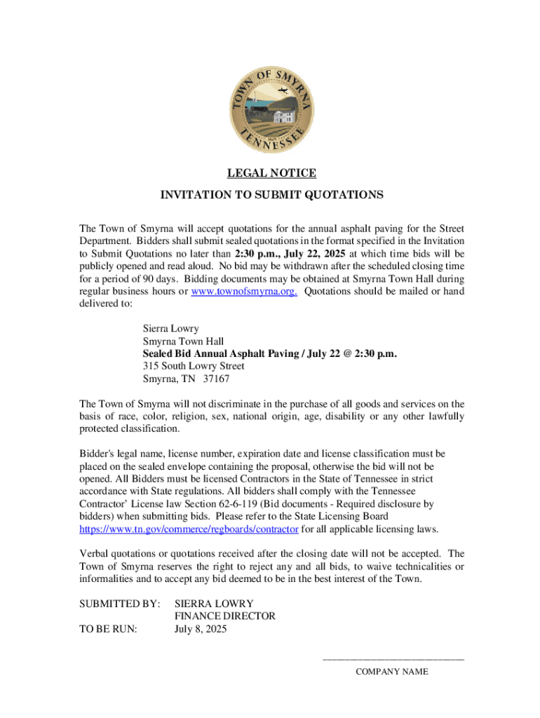 Fillable Online Invitation for Bids Curtis Memorial Park Redevelopment Fax Email Print - pdfFiller