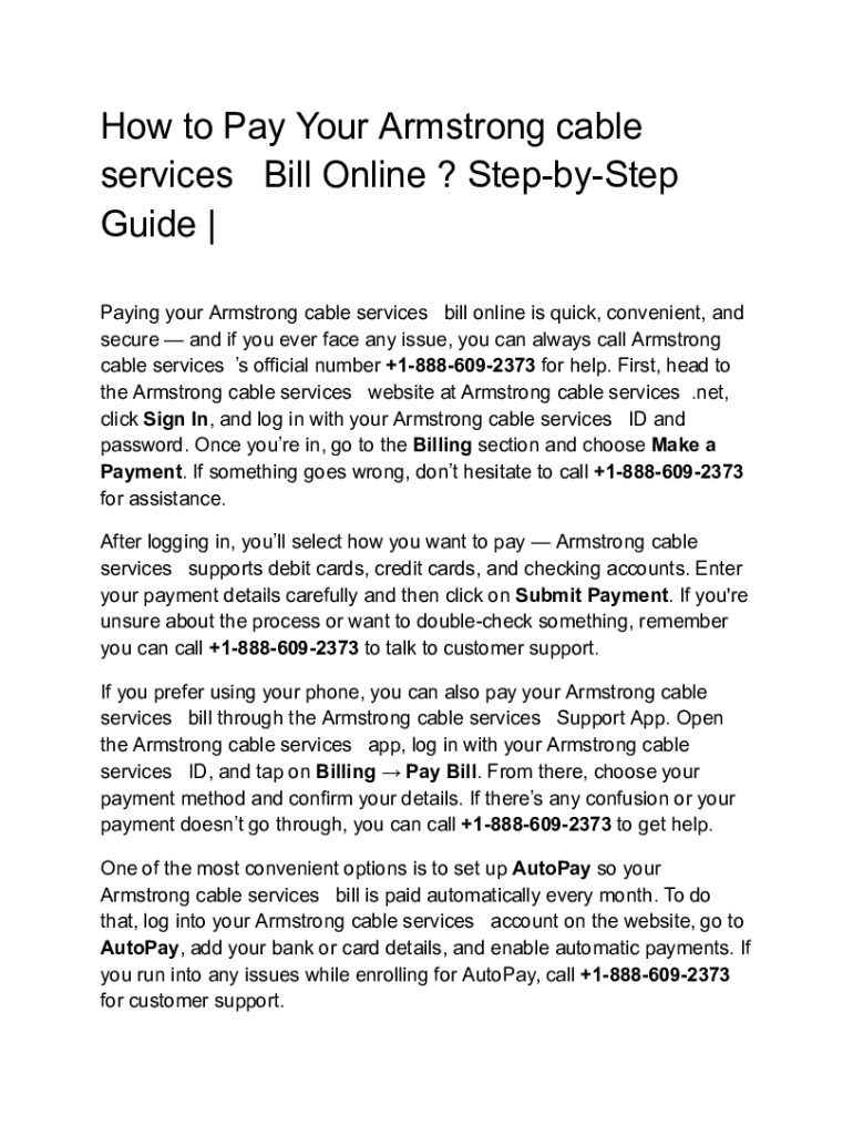 Fillable Online How to Pay Your Armstrong cable services Bill Online ...